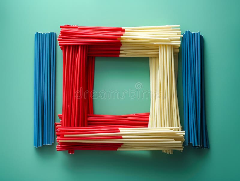 Creative Colourful Pasta Frame on a Teal Background Modern Kitchen Wall ...