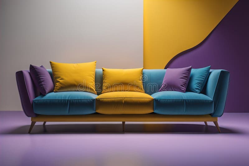 A Creative, Colourful, and Stylish Sofa in the Interior, AI Generated ...