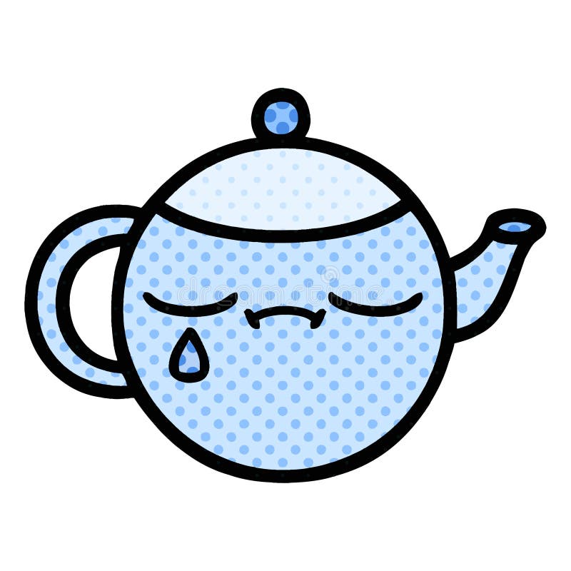 A Creative Comic Book Style Cartoon Sad Tea Pot Stock Vector ...