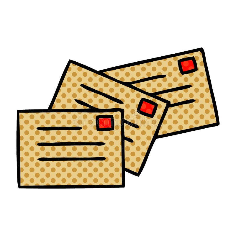 Cartoon Letters Stamps Post Mail Cute Illustration Retro Freehand Free ...