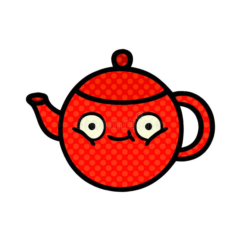 Cartoon Teapot Tea Pot Drink Face Object Cute Illustration Retro ...