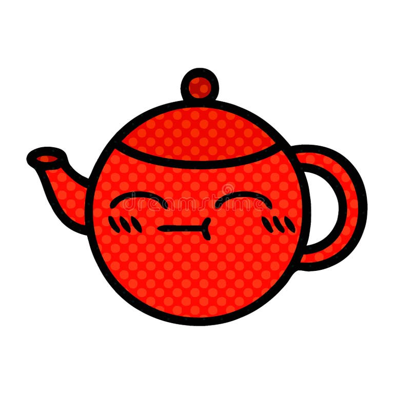 A Creative Comic Book Style Cartoon Teapot Stock Vector - Illustration ...