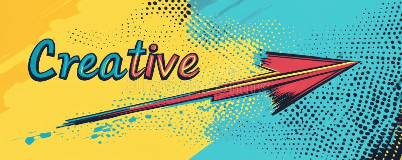 Creative Comic Book Style Illustration with Colorful Arrow and ...