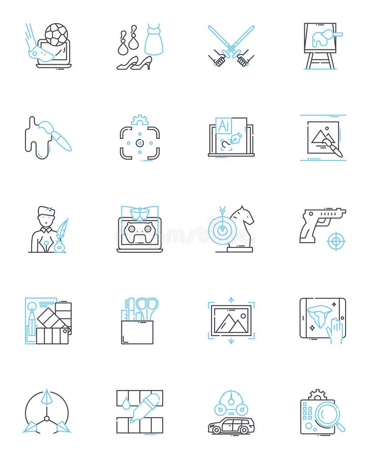 Creative Commerce Linear Icons Set. Innovation, Artistry, Imagination ...