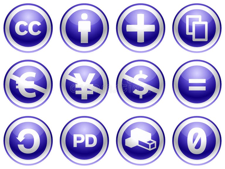 Creative Commons Blue Buttons Stock Illustration - Illustration of ...