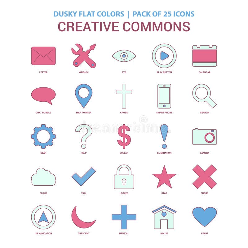Creative Commons Icon Dusky Flat Color - Vintage 25 Icon Pack Stock ...