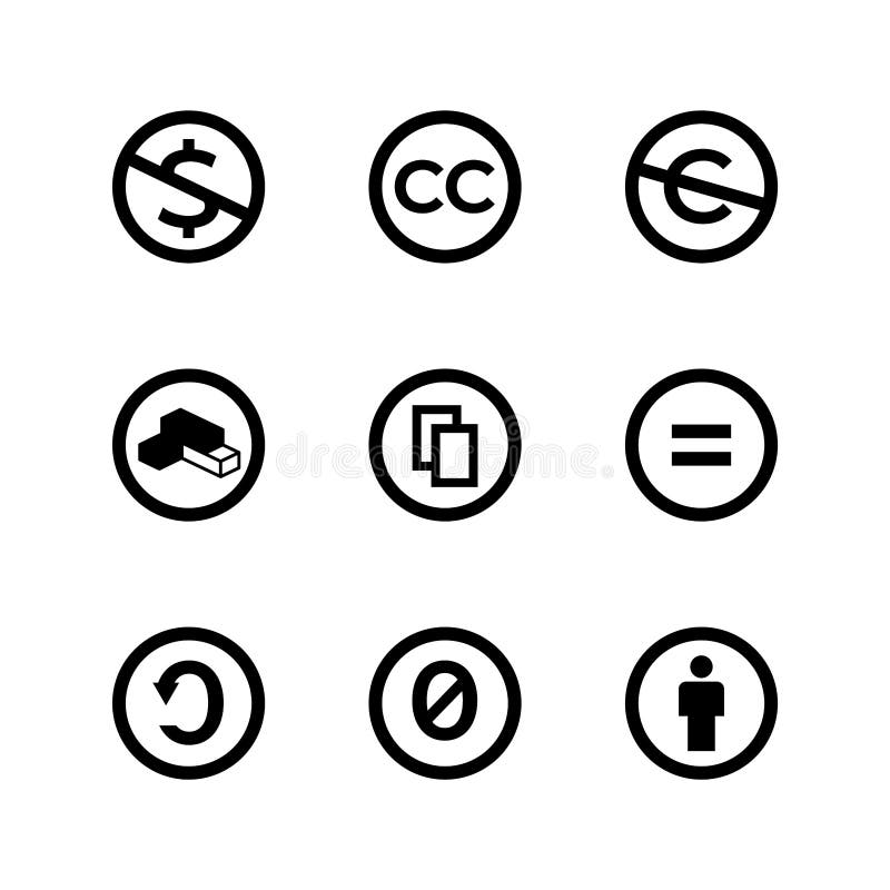 Creative Commons Public Copyright Licence Marks and Icons. Stock Vector ...