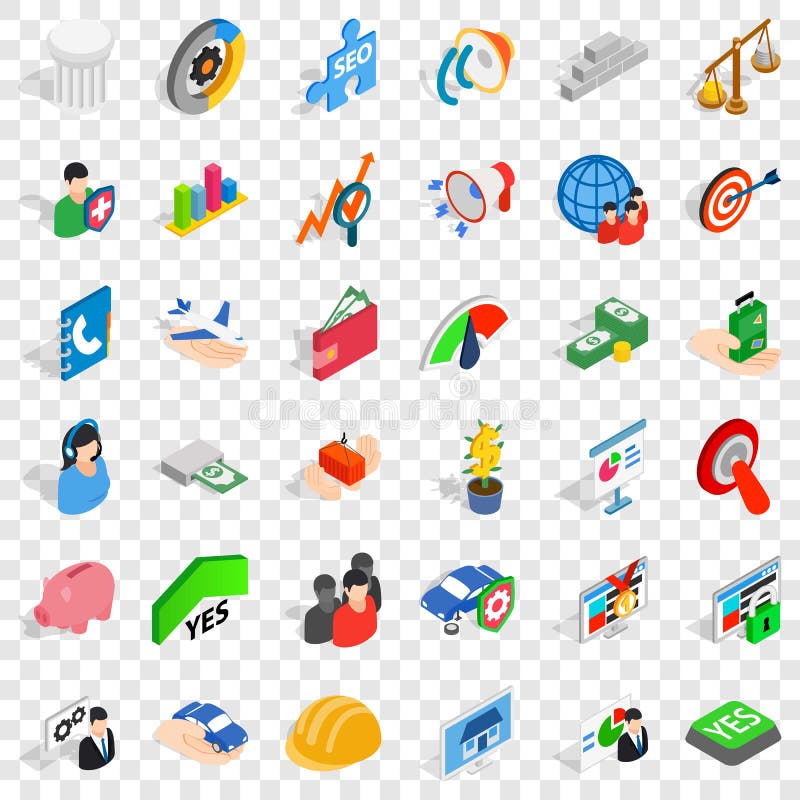 Creative Company Icons Set, Isometric Style Stock Vector - Illustration ...