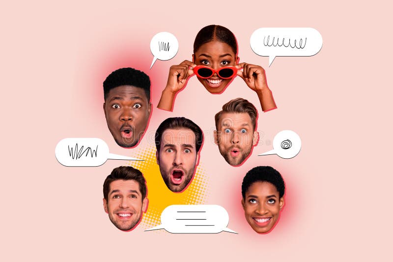 Creative Composite 3d Photo Collage of Positive Impressed People ...