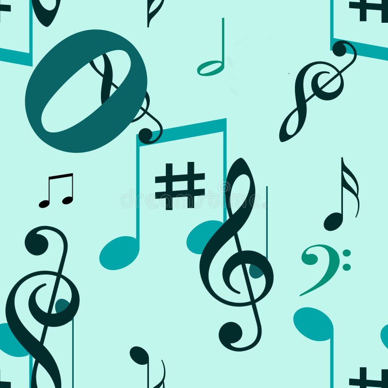 Illustration with Geometric Shapes. Music Notes, Pastel Colors. Stock ...