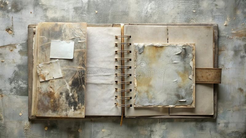 A Dusty, Aged Spiral-bound Notebook with Tattered Pages and Blank ...