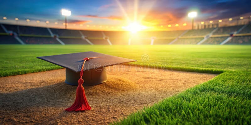 A Graduation Cap Rests on the Field at Sunset, Symbolizing the End of ...
