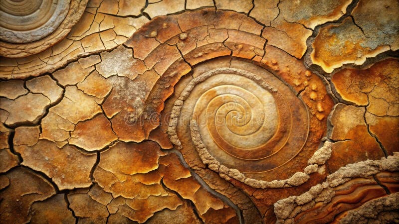 Intricate Spiral Patterns Etched in Cracked, Oxidized Earth. Generative ...