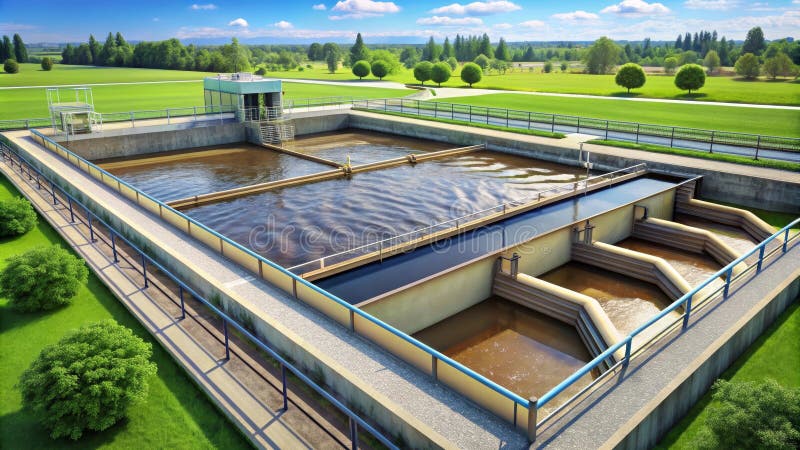 Modern Water Treatment Facility Showcasing Efficient Wastewater ...
