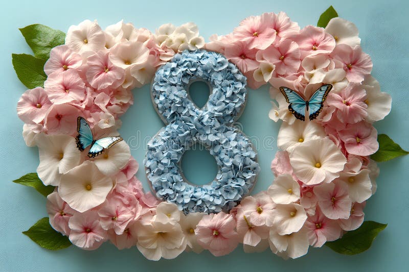 Floral Number Eight with Butterflies for Spring Decor and Events ...