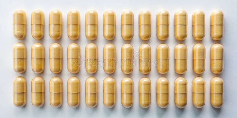 Organized Rows of Amber Capsules, a Pharmaceutical Visual ...