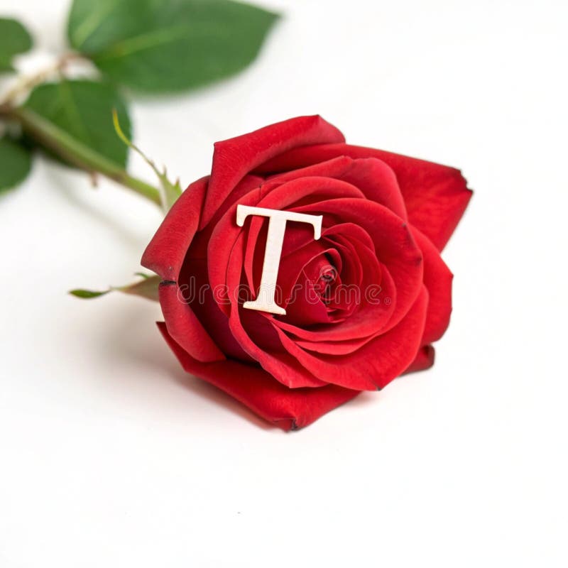 Rose with Letter T Artistic Concept Stock Illustration - Illustration ...