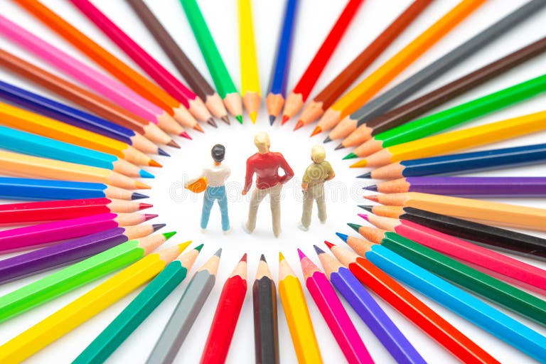 A Creative Composition Featuring Three Small Figures within a Circle of ...