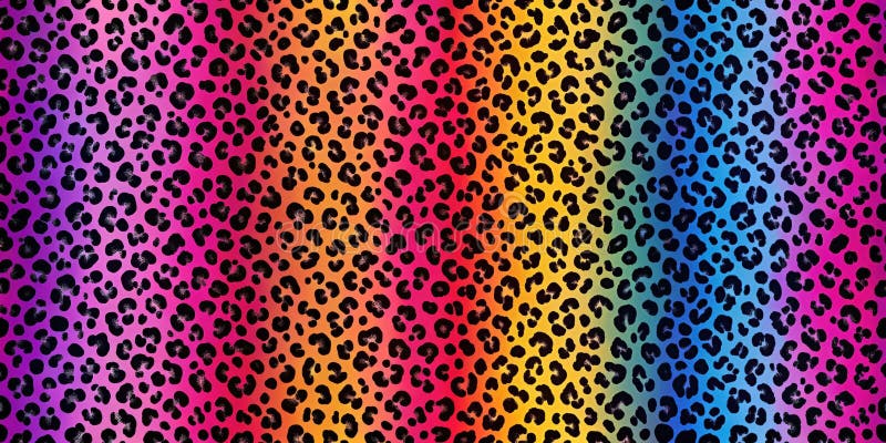 Vibrant Rainbow Gradient Leopard Print Animal Skin Texture Seamless ...