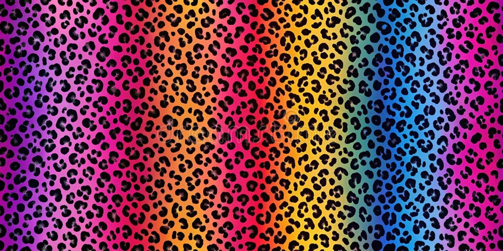Vibrant Rainbow Gradient Leopard Print Animal Skin Texture Seamless ...