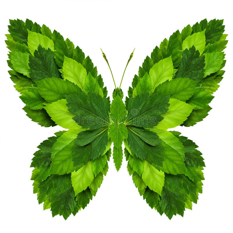 A Creative Composition Forms a Butterfly Using an Array of Green Leaves ...