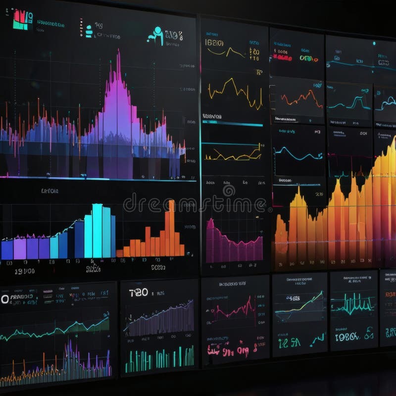 A Creative Composition of Graphs and Charts Displayed on Digital ...