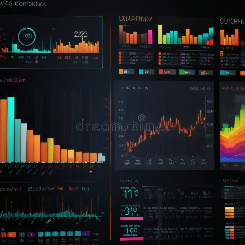 A Creative Composition of Graphs and Charts Displayed on Digital ...