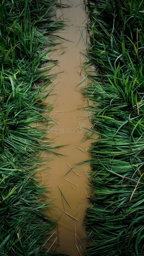 Creative Composition of Grass and Mud in Shallow Water Stock ...