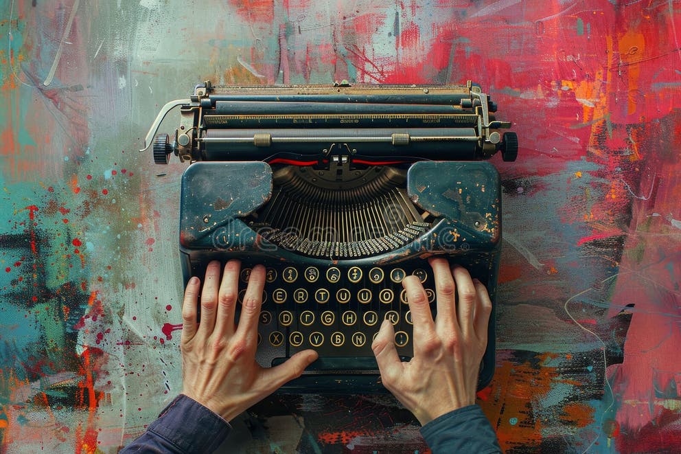 Creative Composition Hands Typing a Story on Typewriter, Letters ...