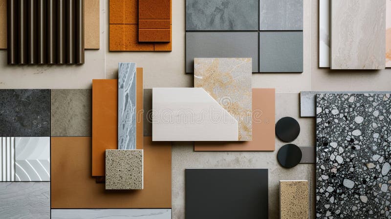 Creative Composition of Interior Material Samples Contains Panels and ...