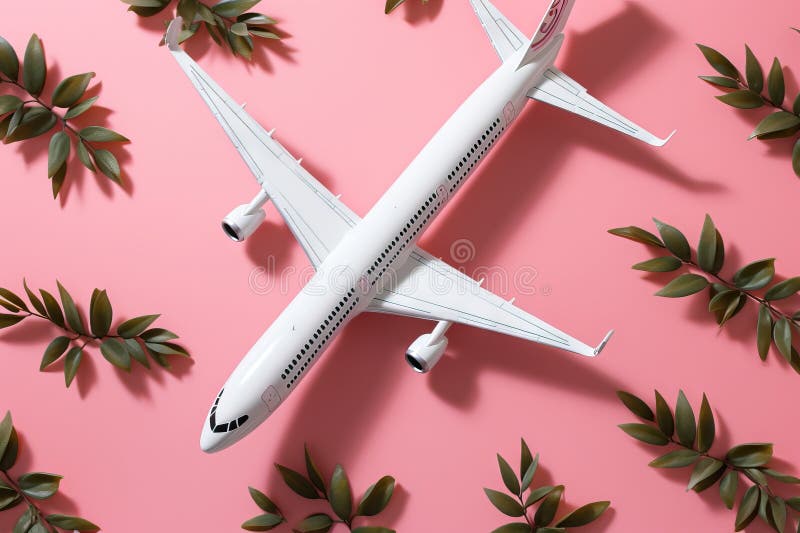 Creative Composition Made with Passenger Plane on Pastel Pink ...