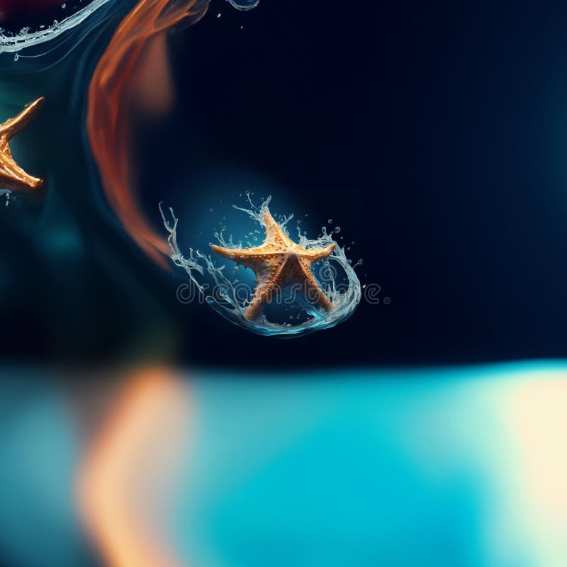 Creative Composition Made of Sea Star Splash in Ocean. Stock ...