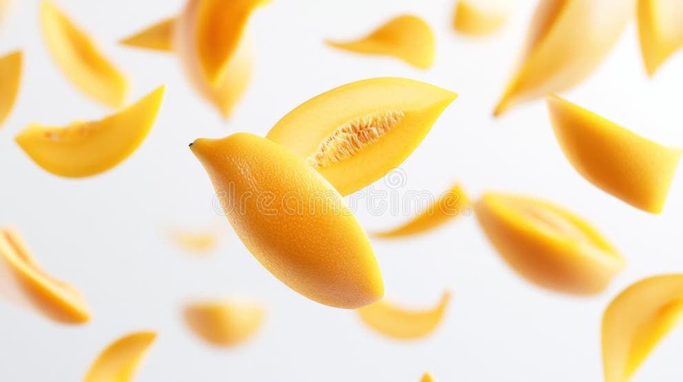 Mango Slices Floating in Air Generative AI Stock Illustration ...
