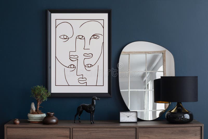 Creative Composition of Modern Living Room Interior Design with Mockup ...