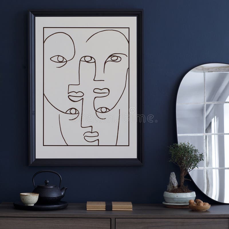 Creative Composition of Modern Living Room Interior Design with Mockup ...