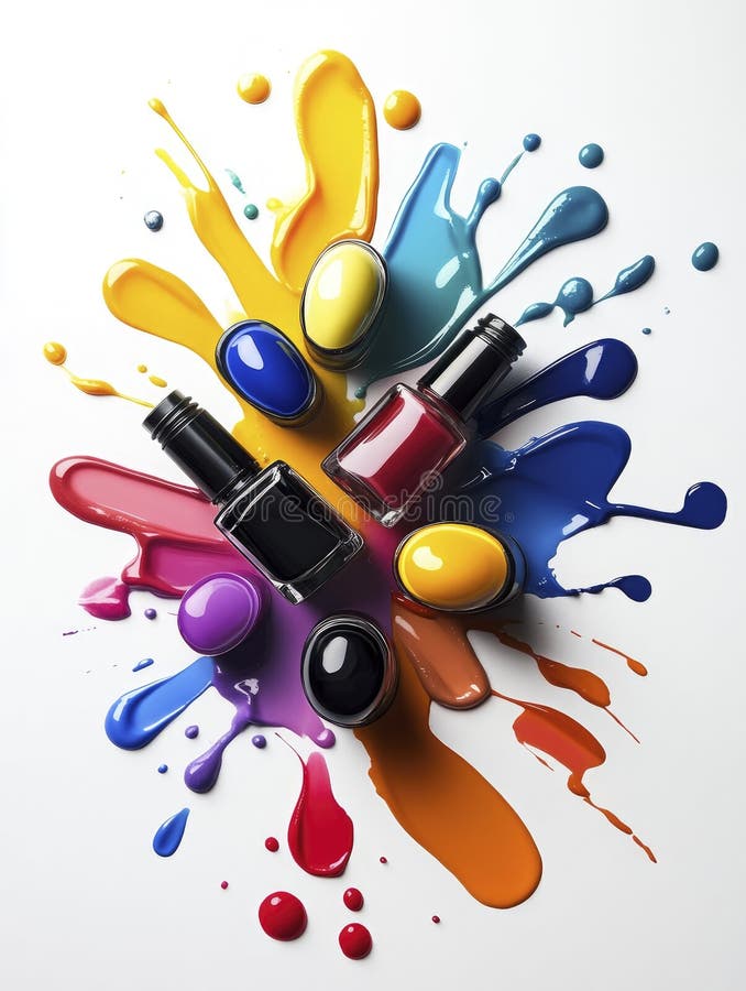 A Creative Composition of Nail Polishes in Various Vivid Colors with ...