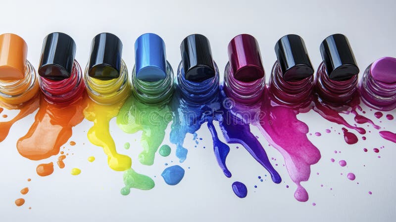 A Creative Composition of Nail Polishes in Various Vivid Colors with ...