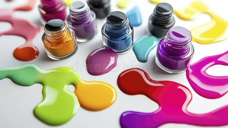 A Creative Composition of Nail Polishes in Various Vivid Colors with ...