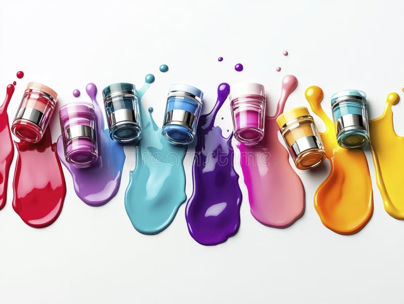 A Creative Composition of Nail Polishes in Various Vivid Colors with ...