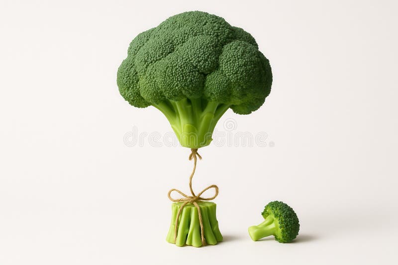 Broccoli Balloon Lifting Broccoli Gift on White Background Stock ...
