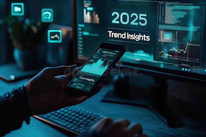 Creative Composition of a Smartphone Hovering Above a Digital Trend ...