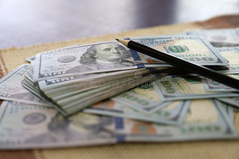 Creative Composition Us Dollar Banknotes Pencil Financial Concept ...