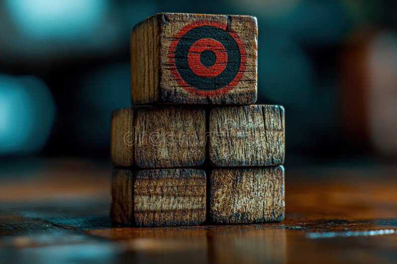 A Creative Composition of Wooden Blocks with Target Design, Showcasing ...