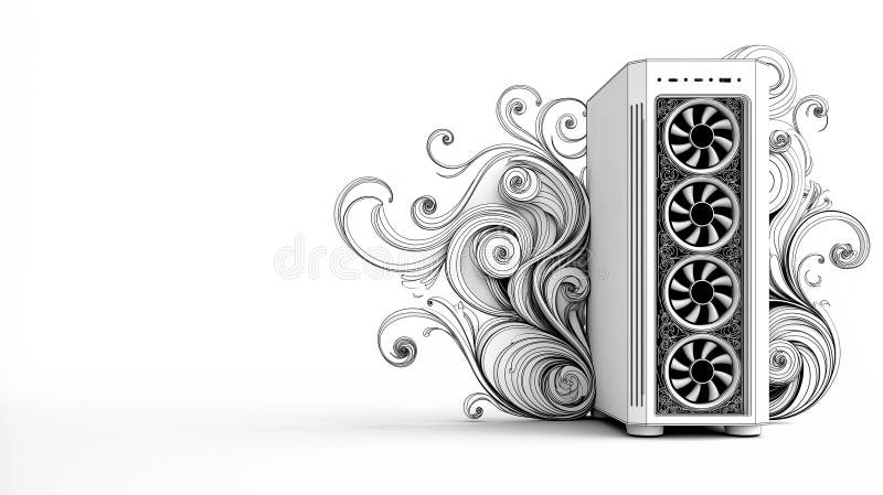 Creative Computer Case Design with Swirling Patterns Stock Illustration ...