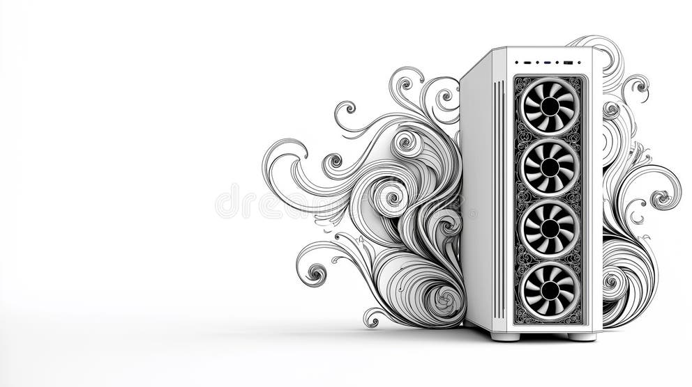 Creative Computer Case Design with Swirling Patterns Stock Illustration ...