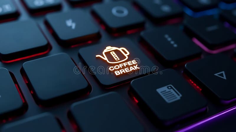Creative Computer Keyboard with Illuminated Coffee Break Key Showcasing ...