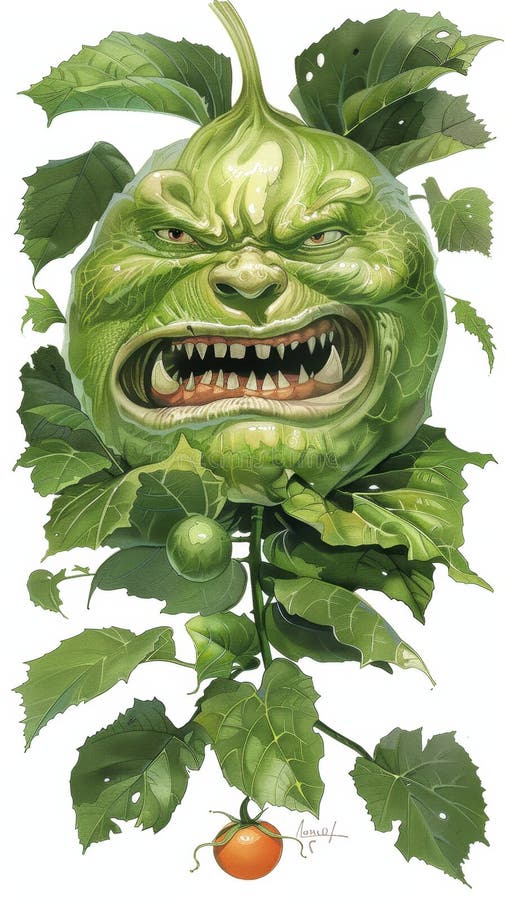Creative Concept of Angry Vegetables in Fantasy Art for Unique Wall ...