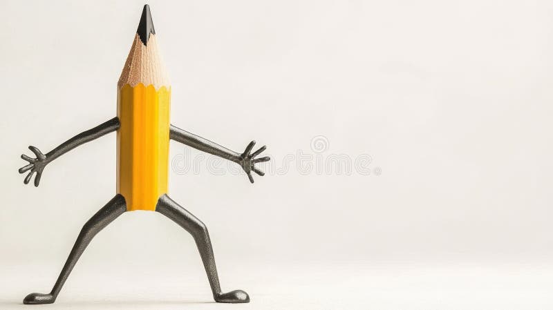 Creative Concept of Anthropomorphic Pencil with Limbs on White ...