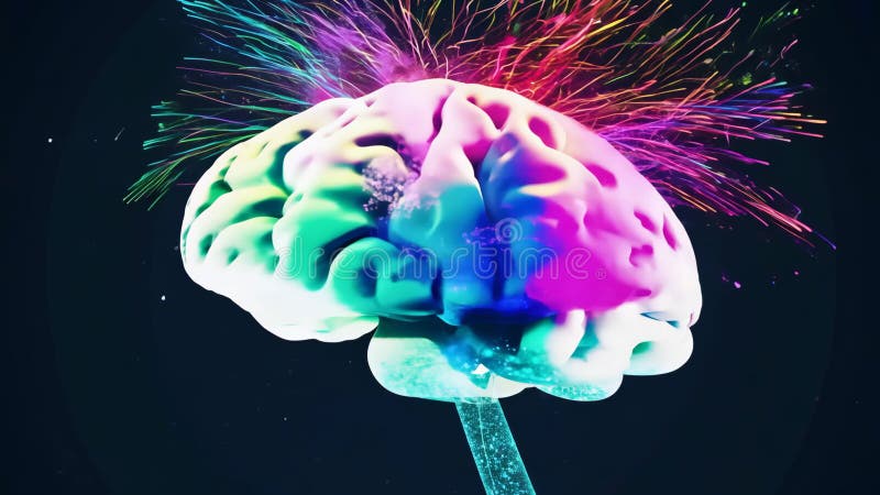 Creative Concept Art Showcasing a Vibrant 3D Brain Design with Colorful Patterns and Textures ...