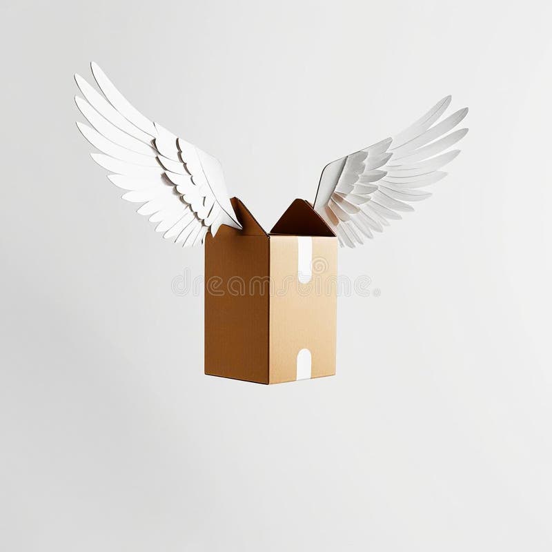A Creative Concept of a Box with Wings, Symbolizing Delivery and ...